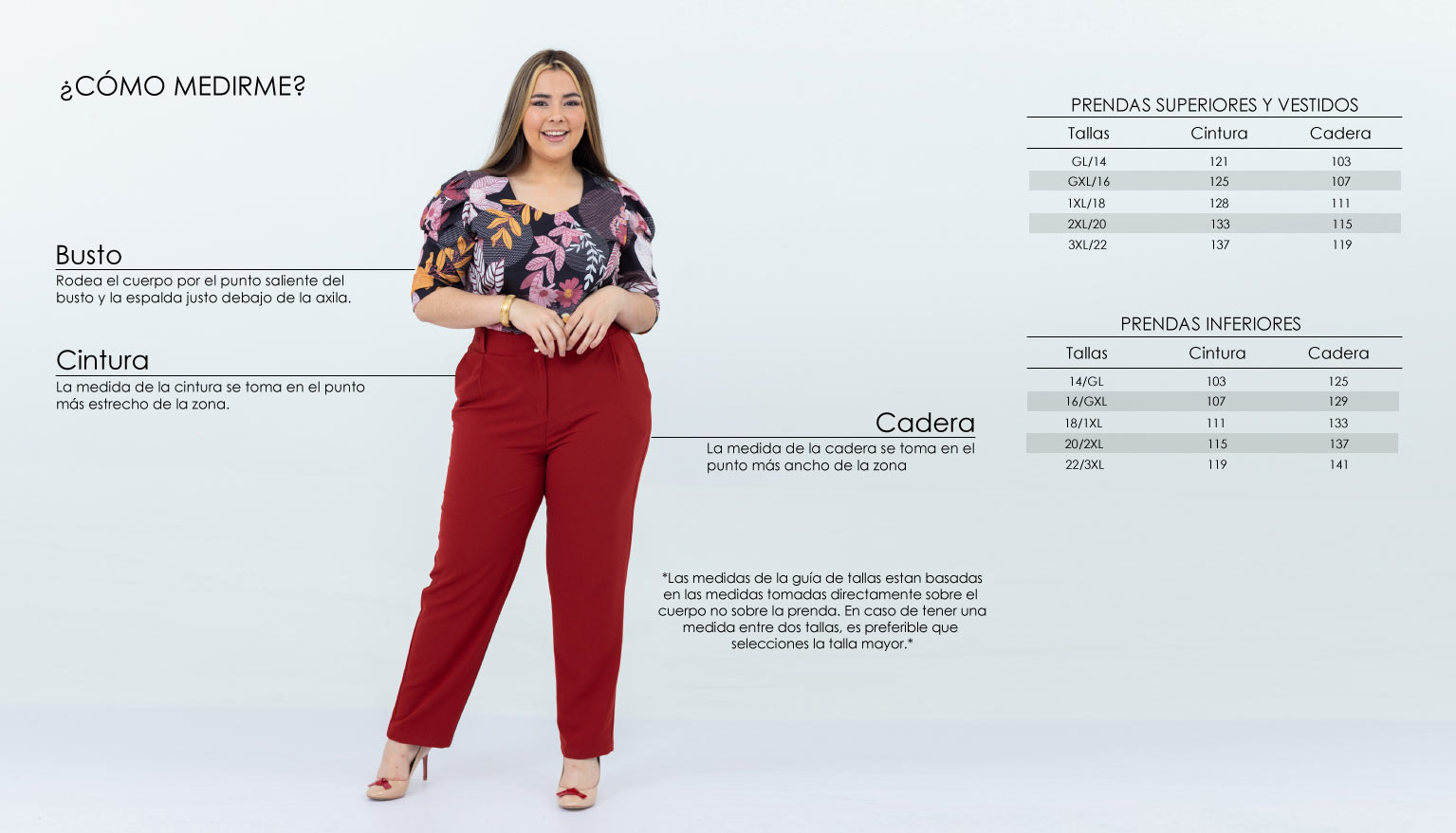 Conoce nuestra guía de tallas - Tienda en linea LyH